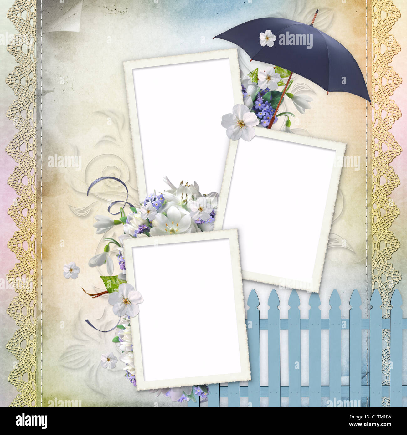 Beautiful frame for three photos Stock Photo - Alamy