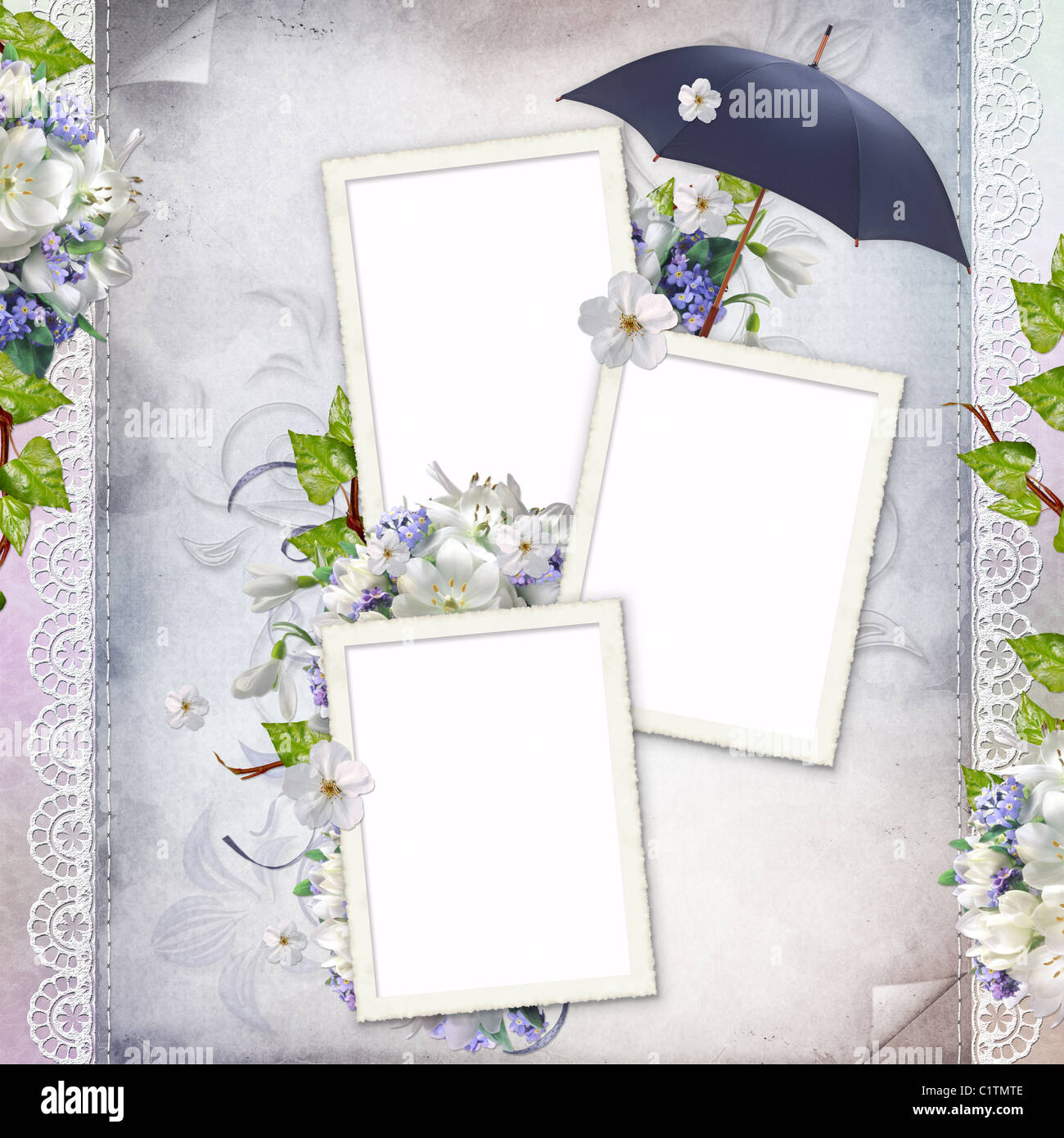 Beautiful spring frame for three photos Stock Photo - Alamy