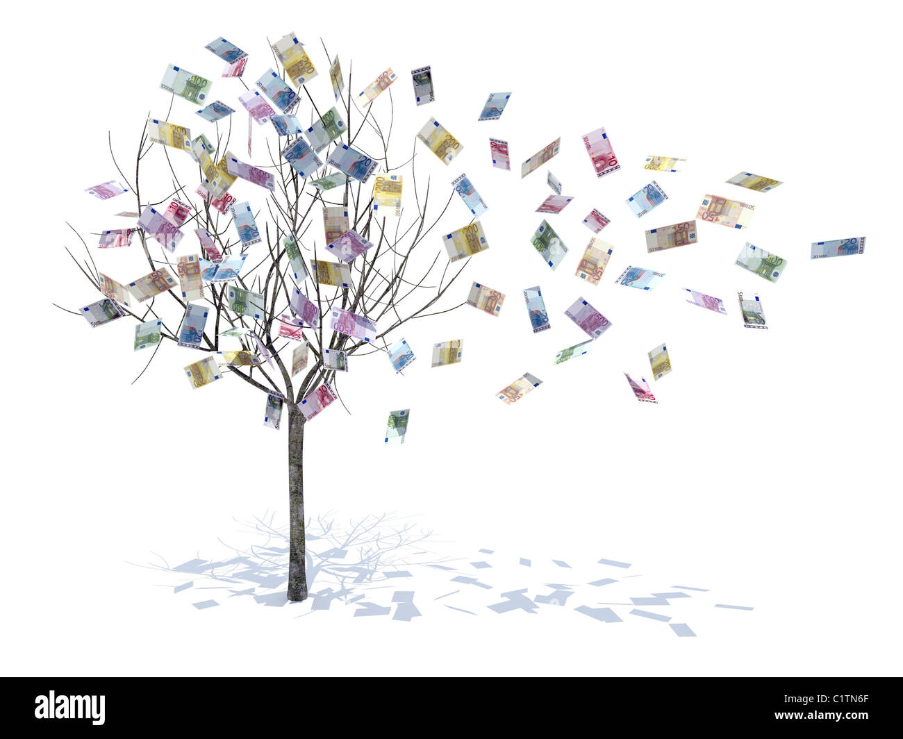 Tree leaves falling notes 3d Cut Out Stock Images & Pictures - Alamy