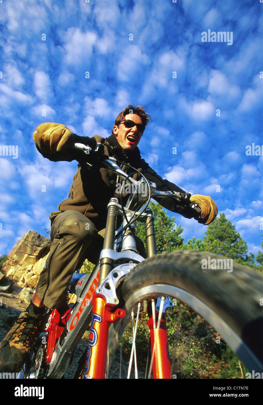 Man riding motorcycle Stock Photo - Alamy