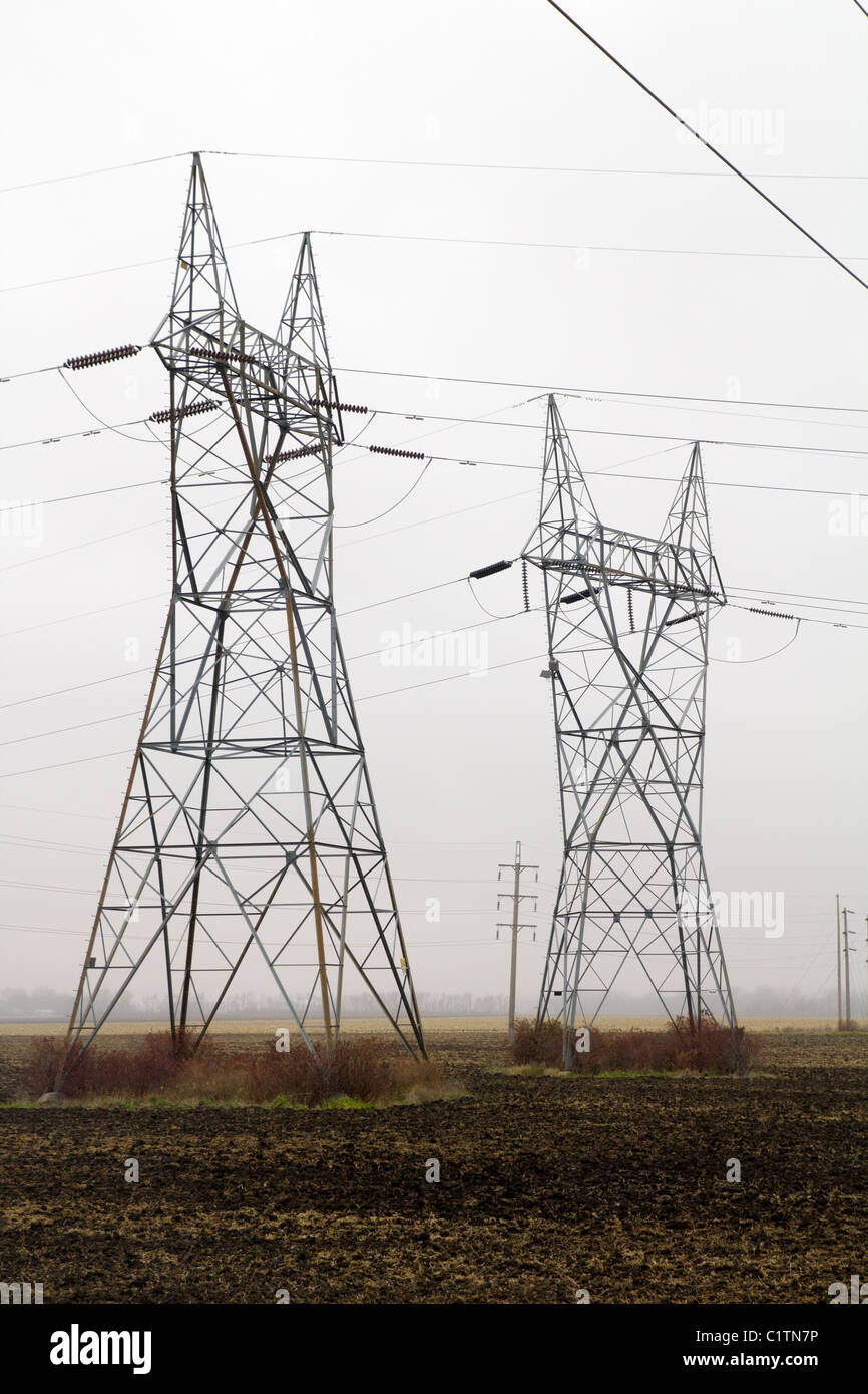 Electricity Power Pylons Stock Photo - Alamy