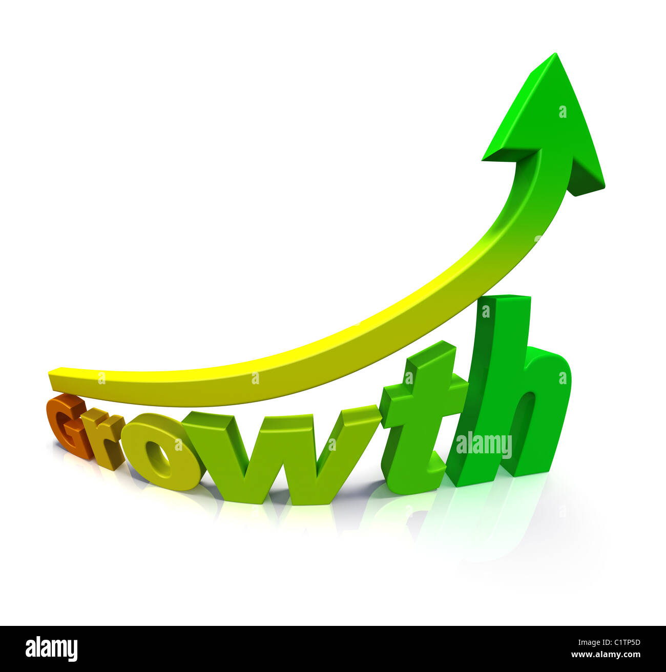 The word Growth rendered over white with extreme wide-angled lens Stock ...