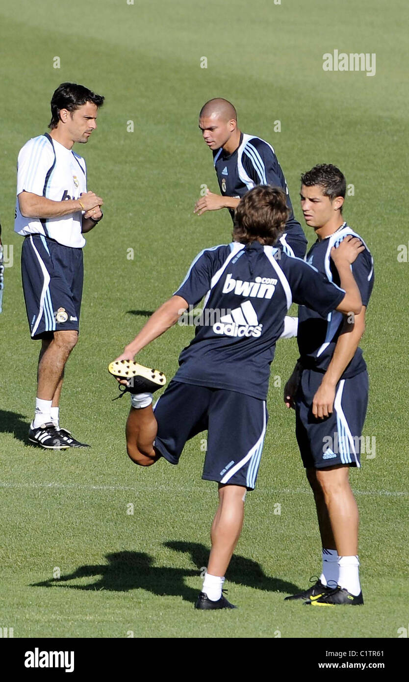 Cristiano Ronaldo The Real Madrid team train at the Valdebebas training ...