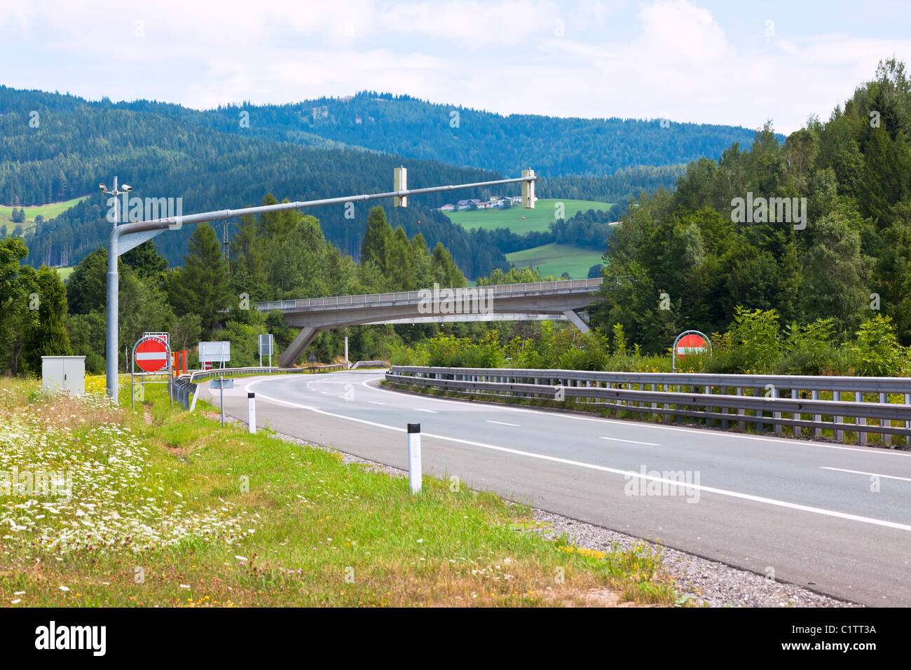 highway in Austrian Alps. Horizontal shot Stock Photo - Alamy