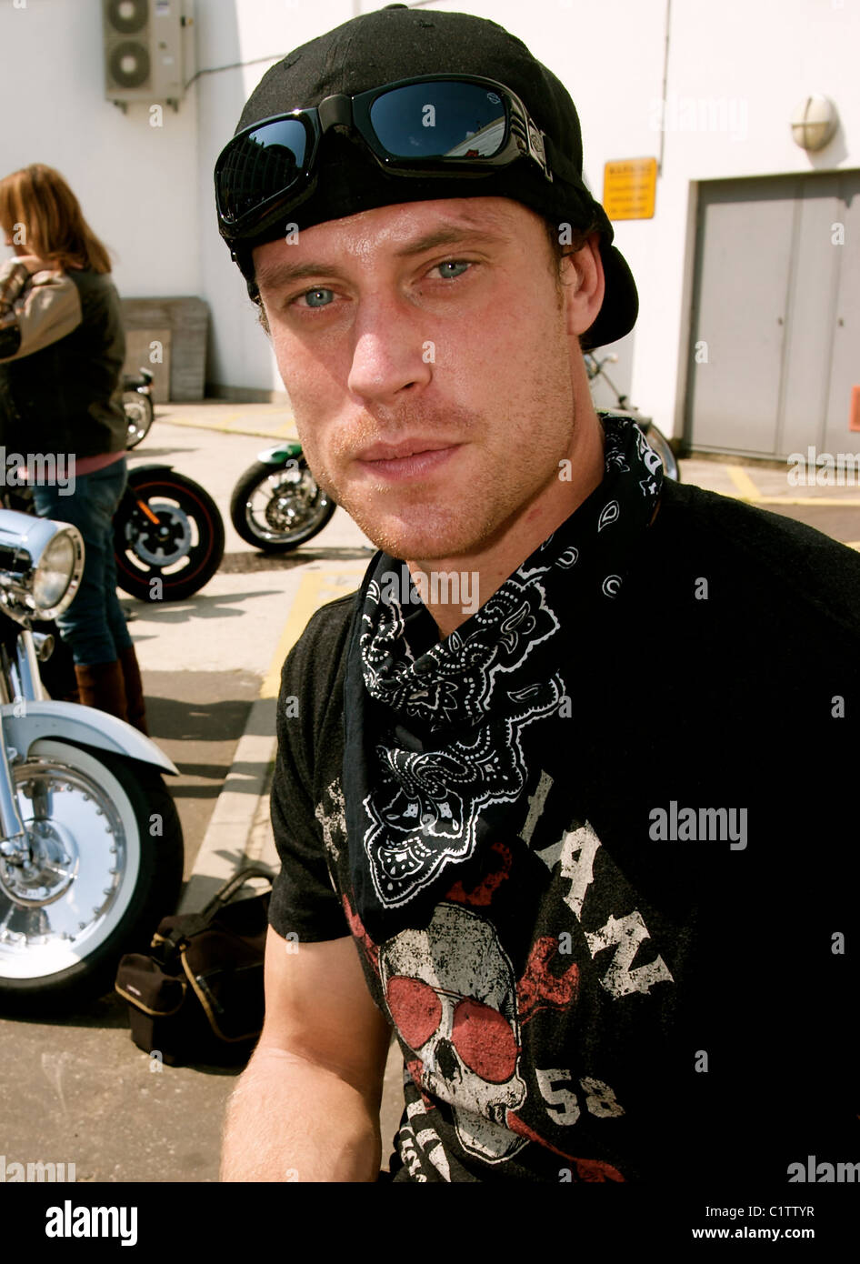 Wayne Bridge Harley Davidson celebrity bike ride held at the Ace Cafe ...