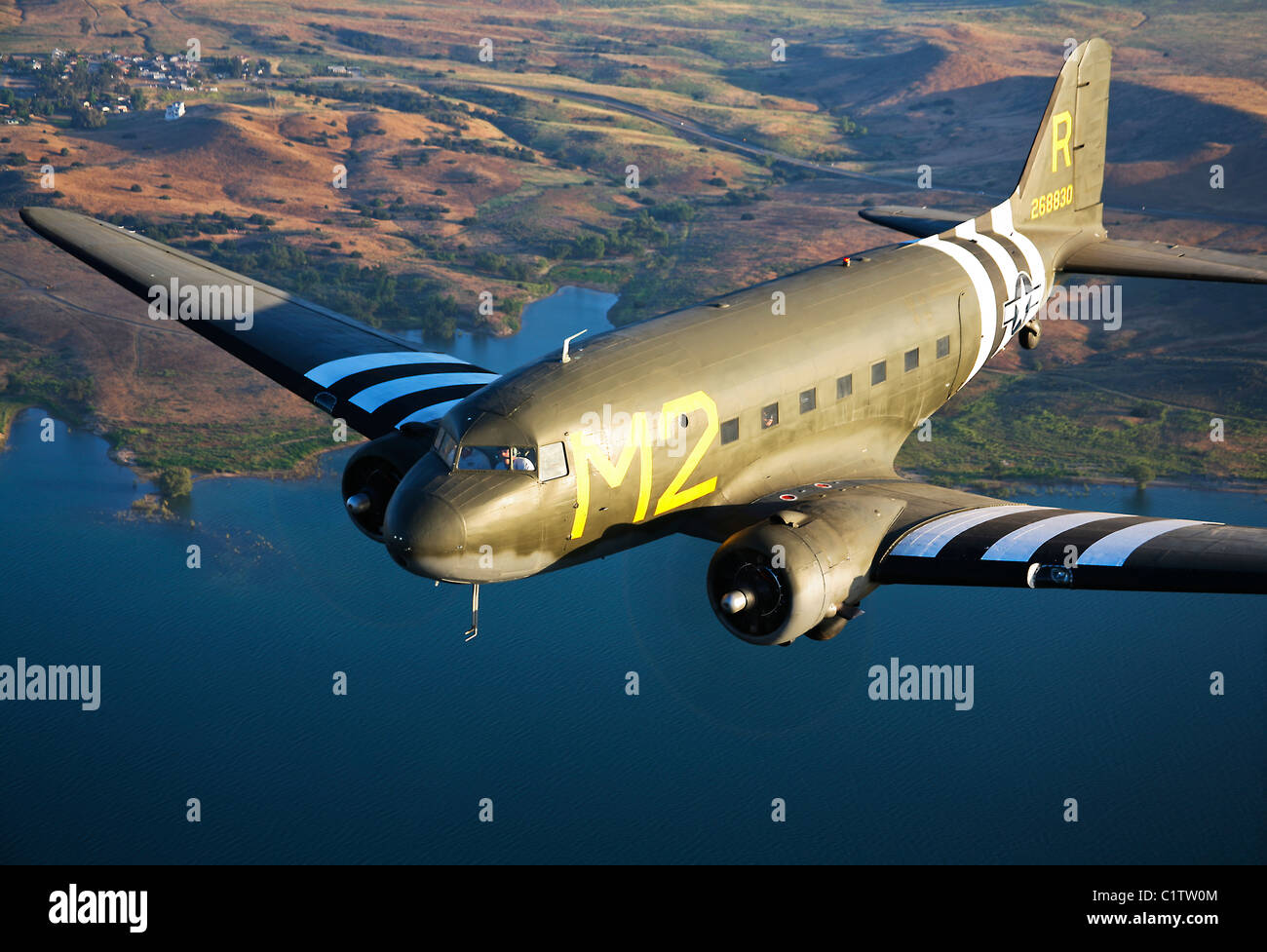A Douglas C-53 Skytrooper in flight near Chino, California Stock Photo ...