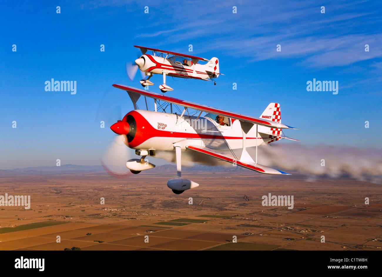 Two pitts model 12 aircraft in flight hi-res stock photography and ...