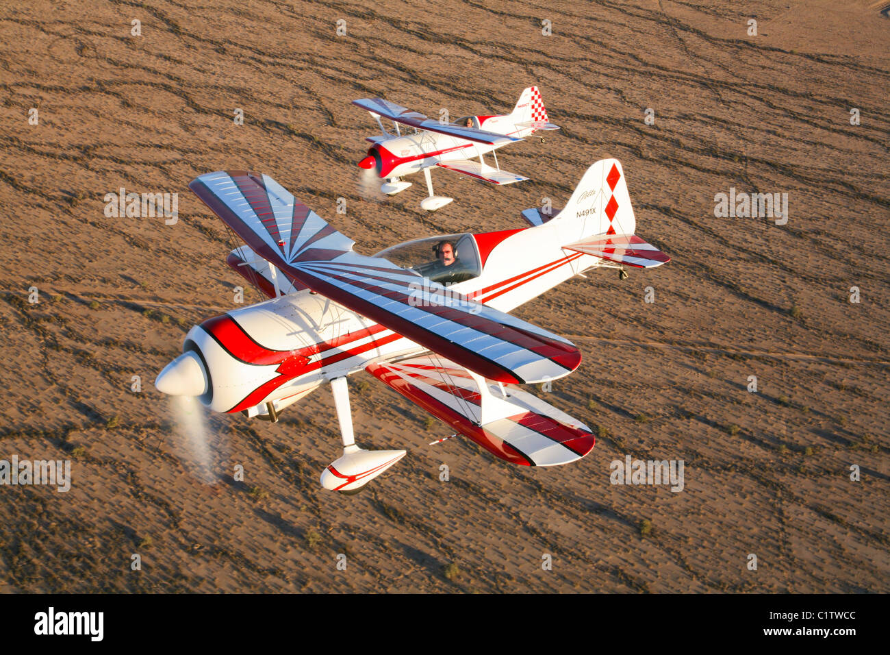 Two pitts model 12 aircraft in flight hi-res stock photography and ...