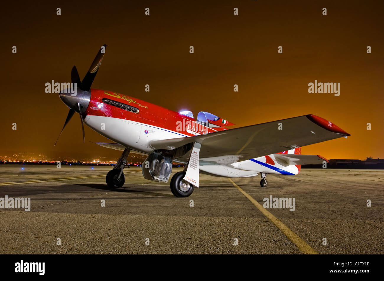 Strega, a highly modified P-51D Mustang racer, at Chino, California ...