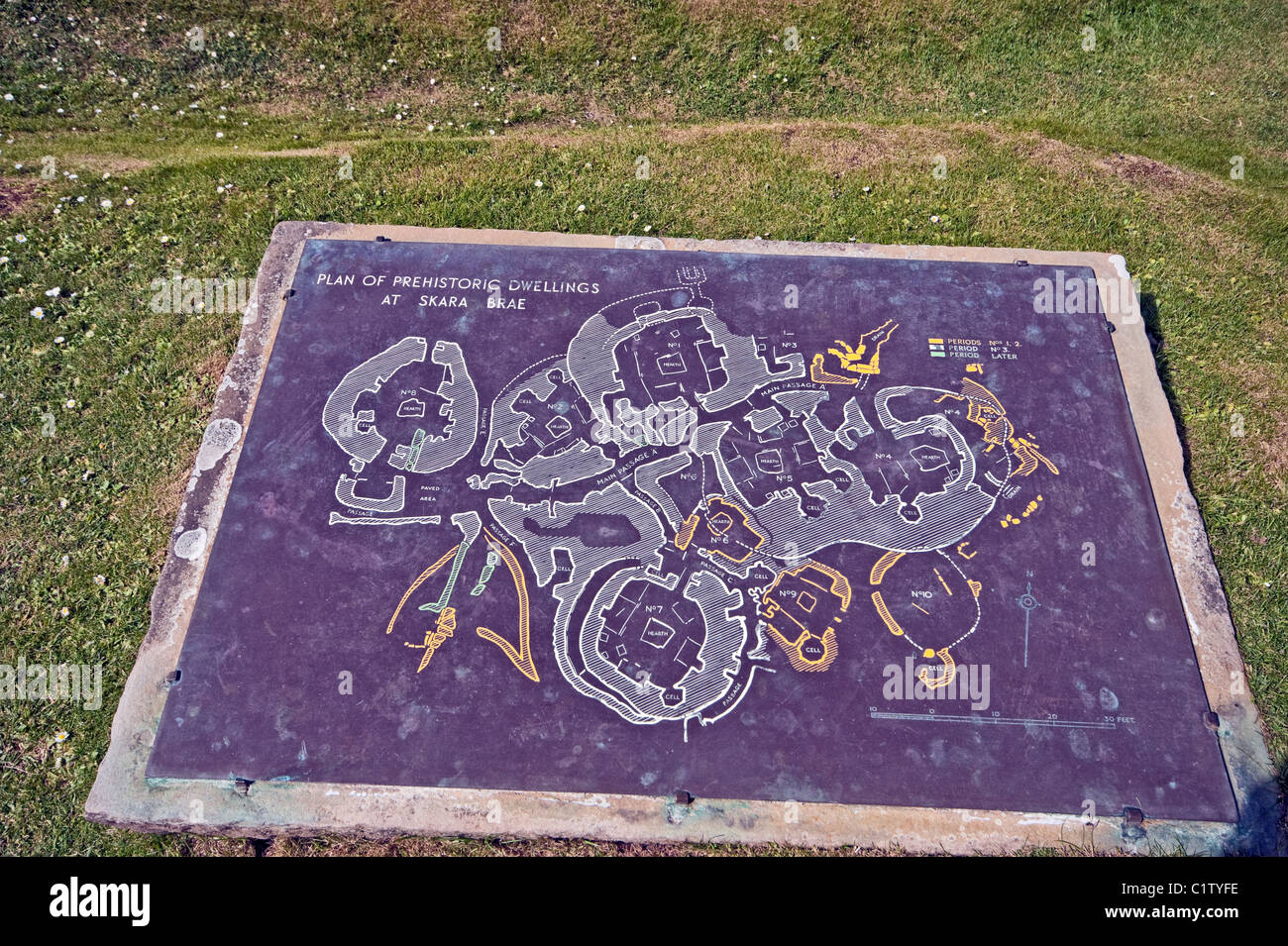 Plan of prehistoric dwellings at Skara Brae Orkney Scotland Stock Photo ...