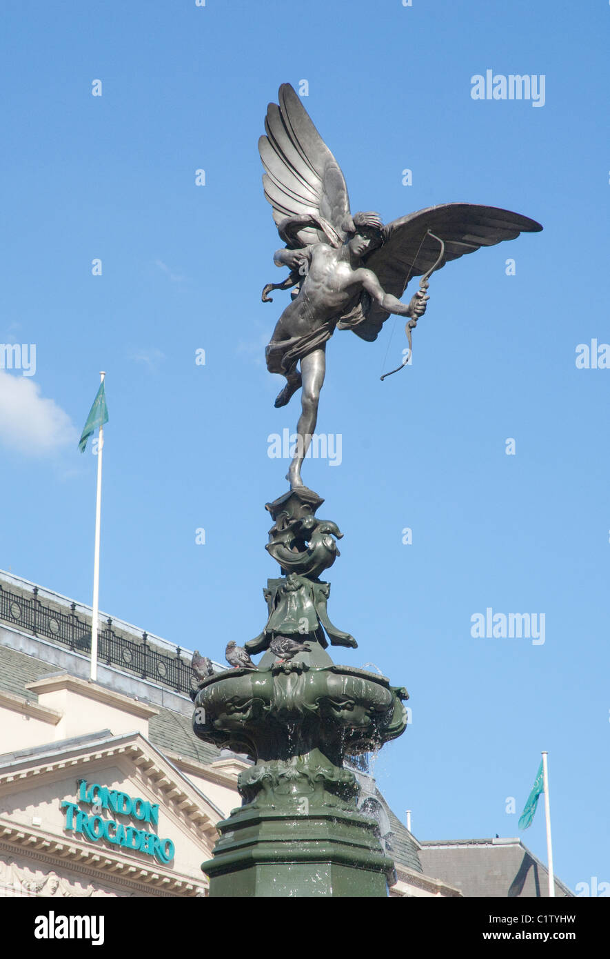 eros statue in Piccadilly Circus in Central London` Stock Photo - Alamy