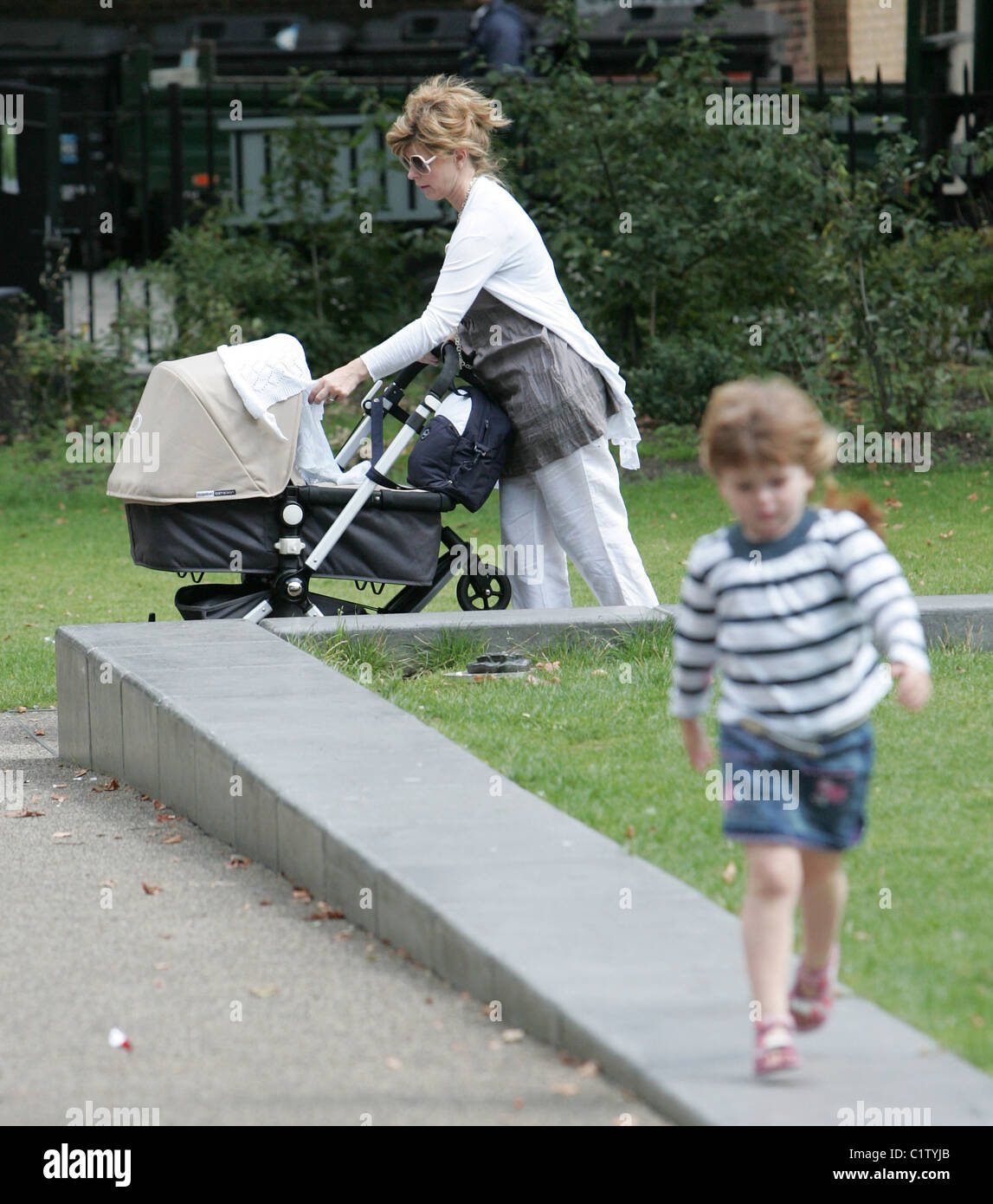 Kate Garraway taking her children Darcy and William to the park London ...