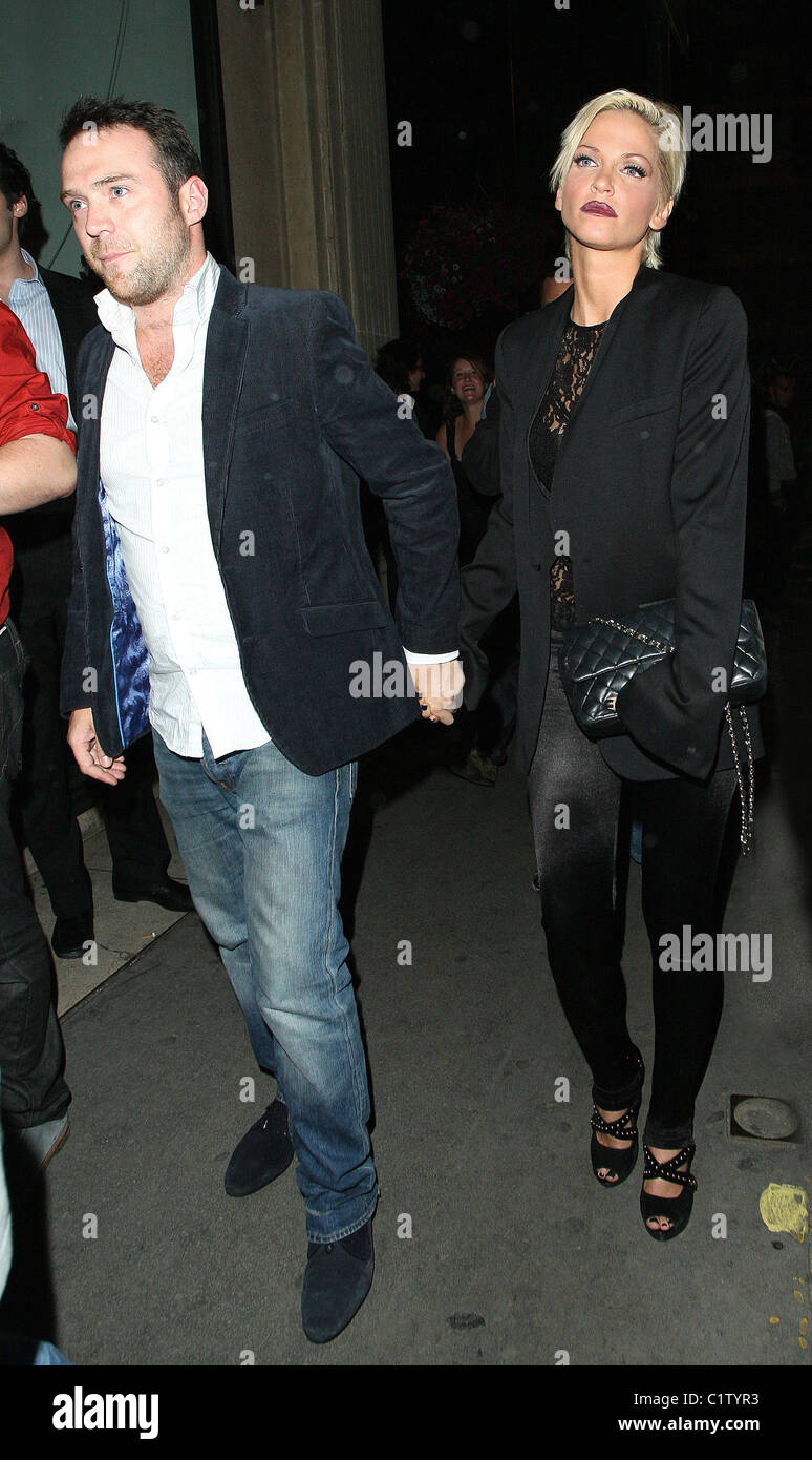 Sarah Harding and Tom Crane leave Nobu restaurant in Mayfair London ...
