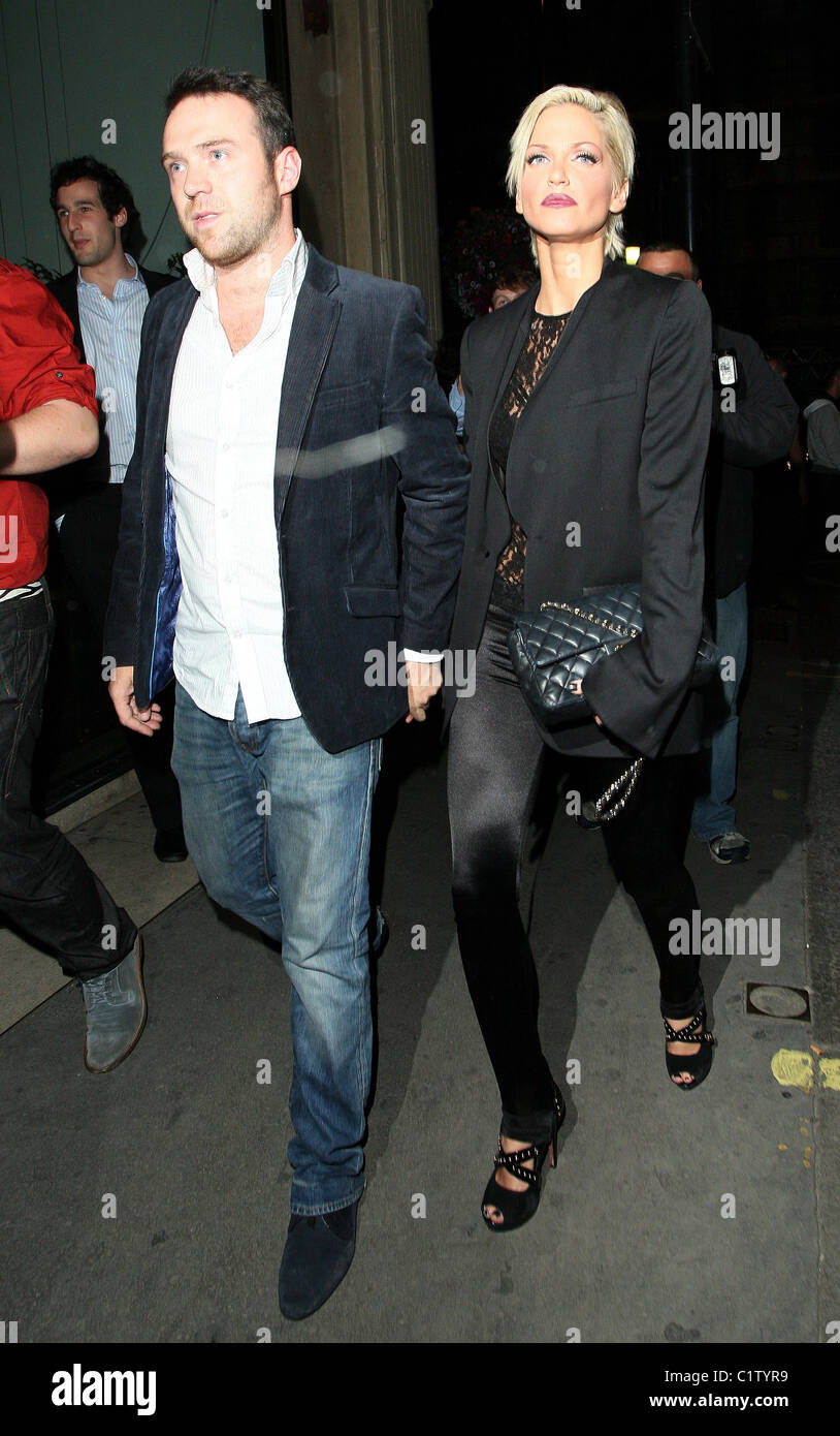 Sarah Harding and Tom Crane leave Nobu restaurant in Mayfair London ...