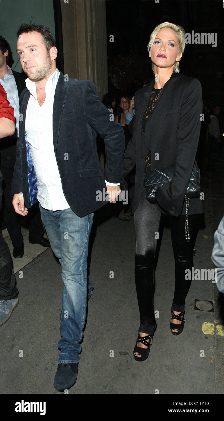 Sarah Harding and Tom Crane leave Nobu restaurant in Mayfair London ...