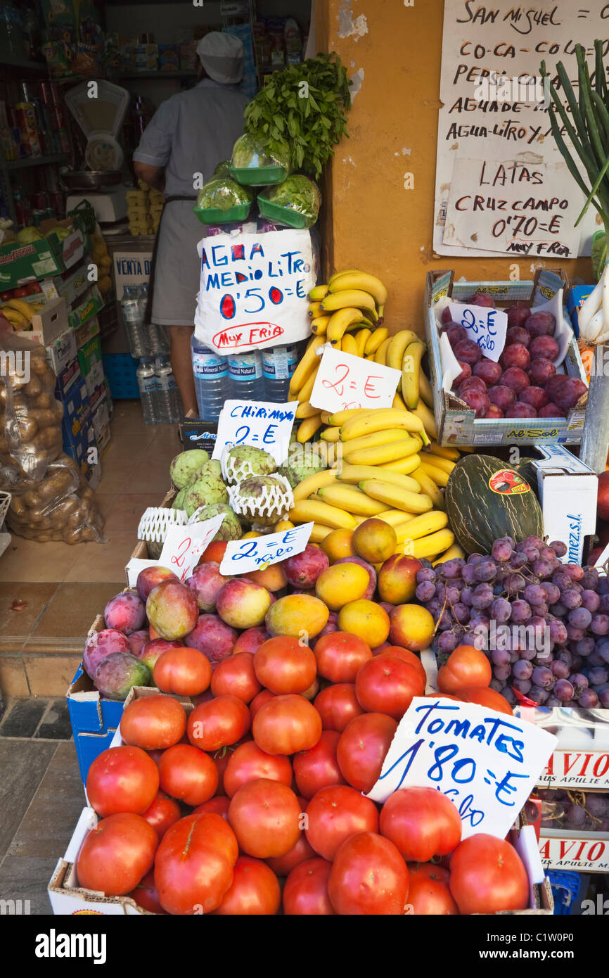 Fruit and vegetable display in Malaga, Spain Stock Photo - Alamy