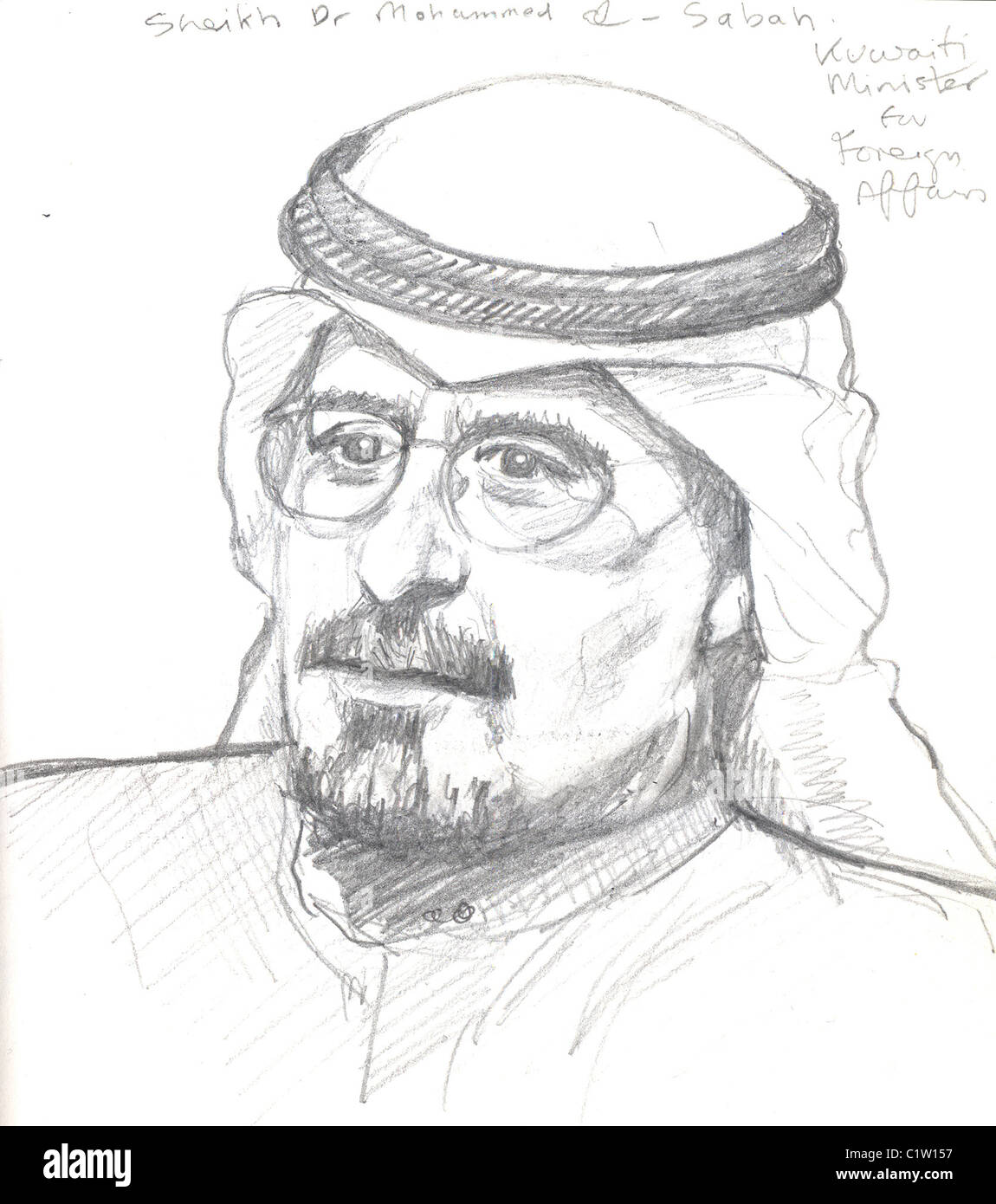 Sheikh Dr. Mohammad Sabah Al-Salem Al-Sabah PENCIL SKETCH PORTRAIT ...