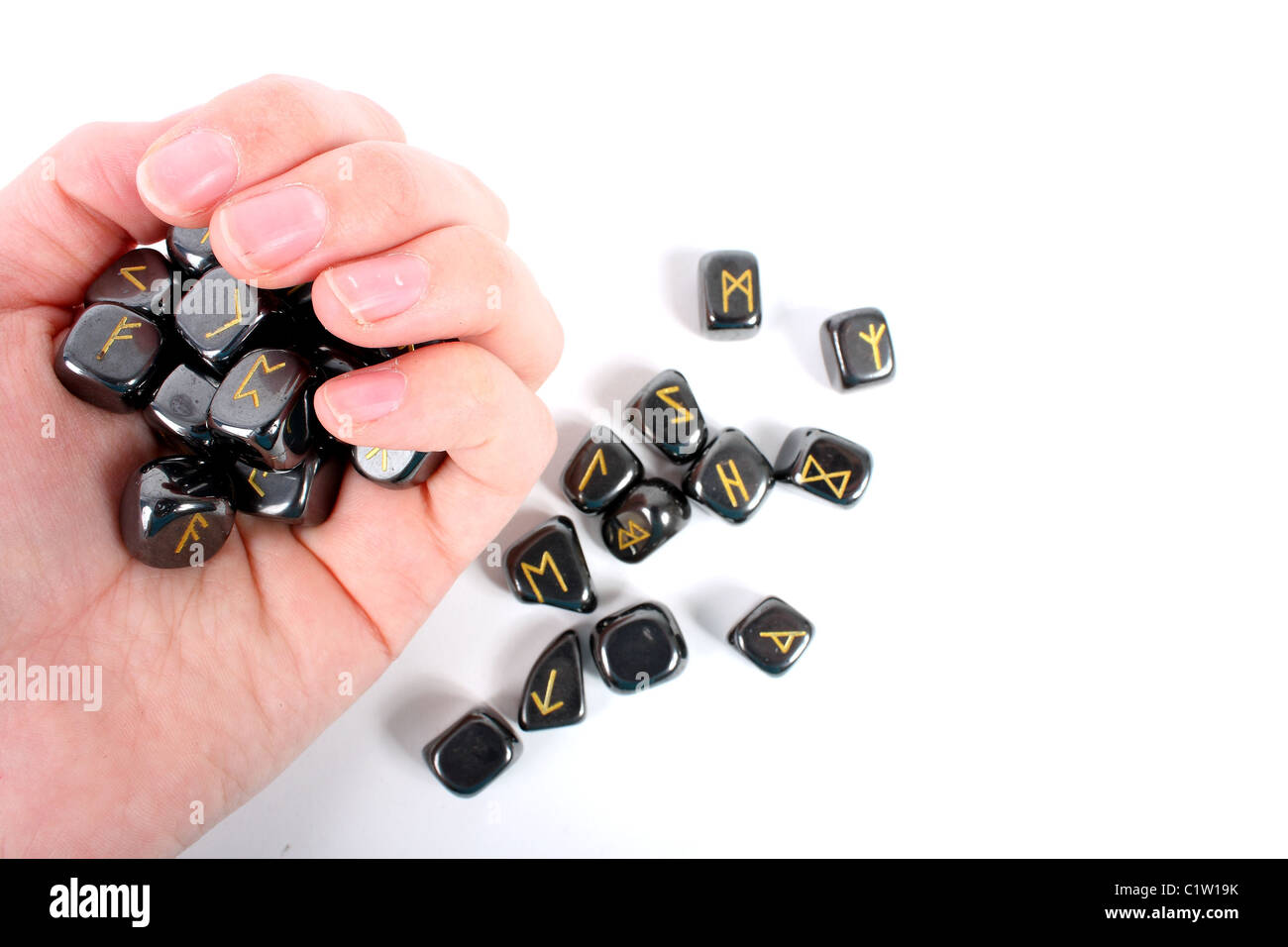 A black set of Elder Futhark Norse runes for fortune telling and ...