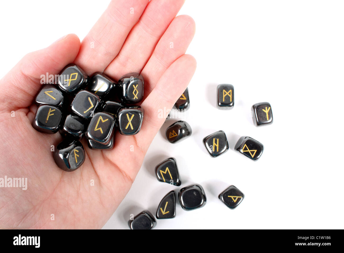 A black set of Elder Futhark Norse runes for fortune telling and ...