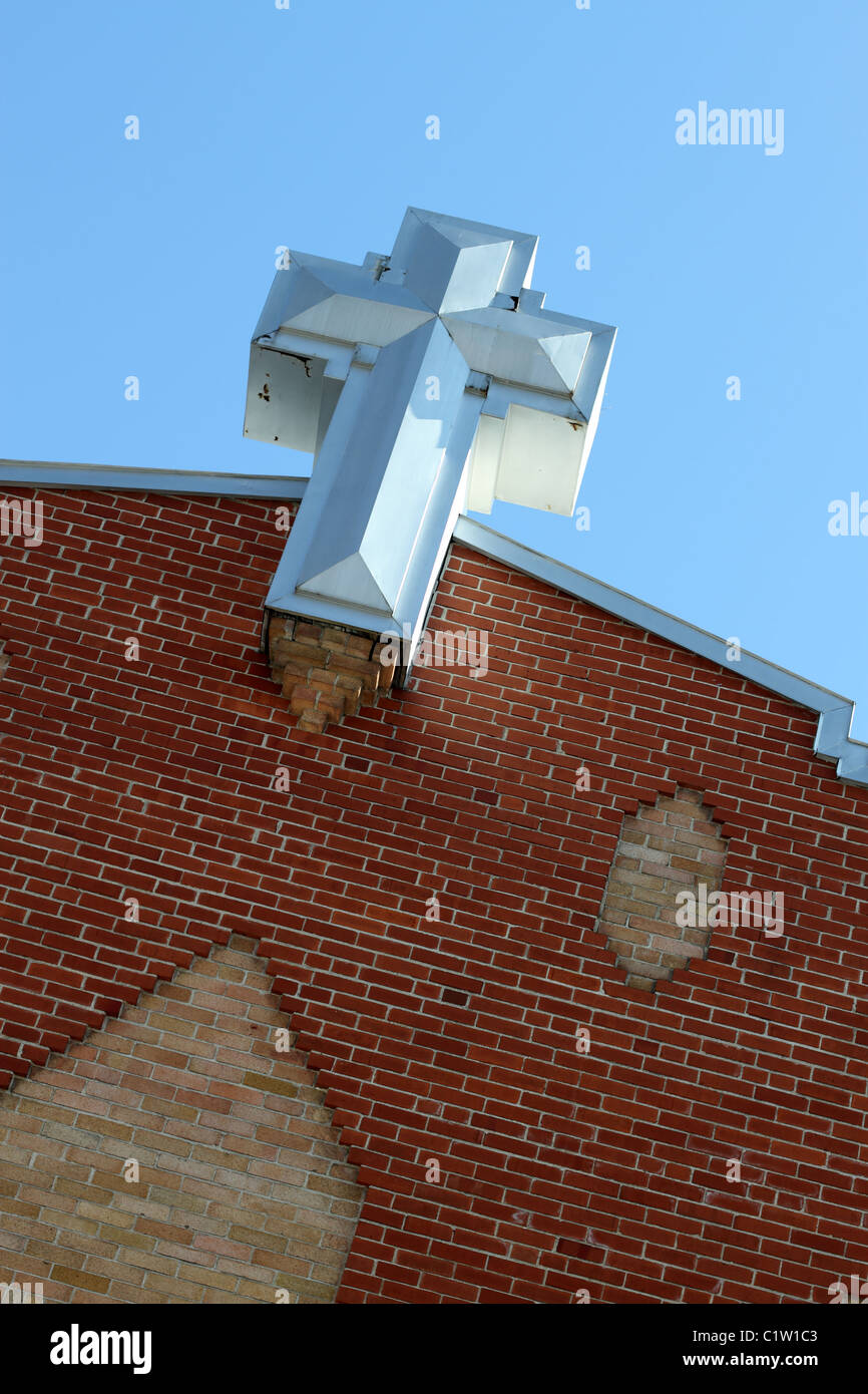 Catholic Cross On The Exterior Of A Brick Built Chapel Stock Photo - Alamy