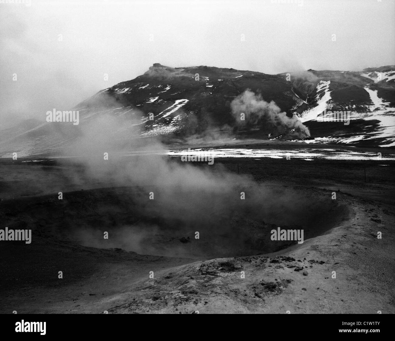 Boiling Mud Pit and Fumaroles at Námafjall, Myvatn, Iceland Stock Photo ...