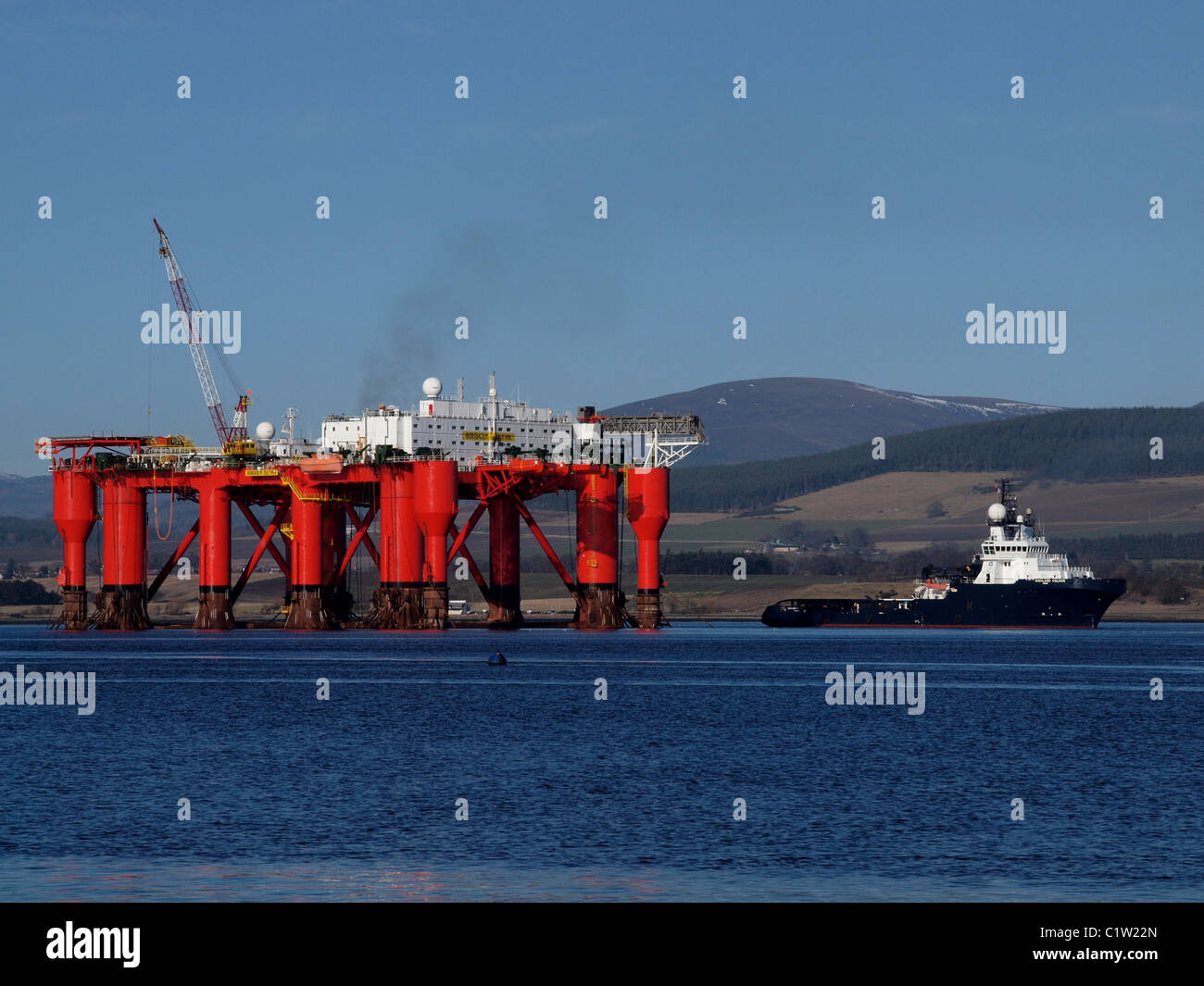 The accommodation rig "Borgholm Dolphin" lifting her anchors in the ...