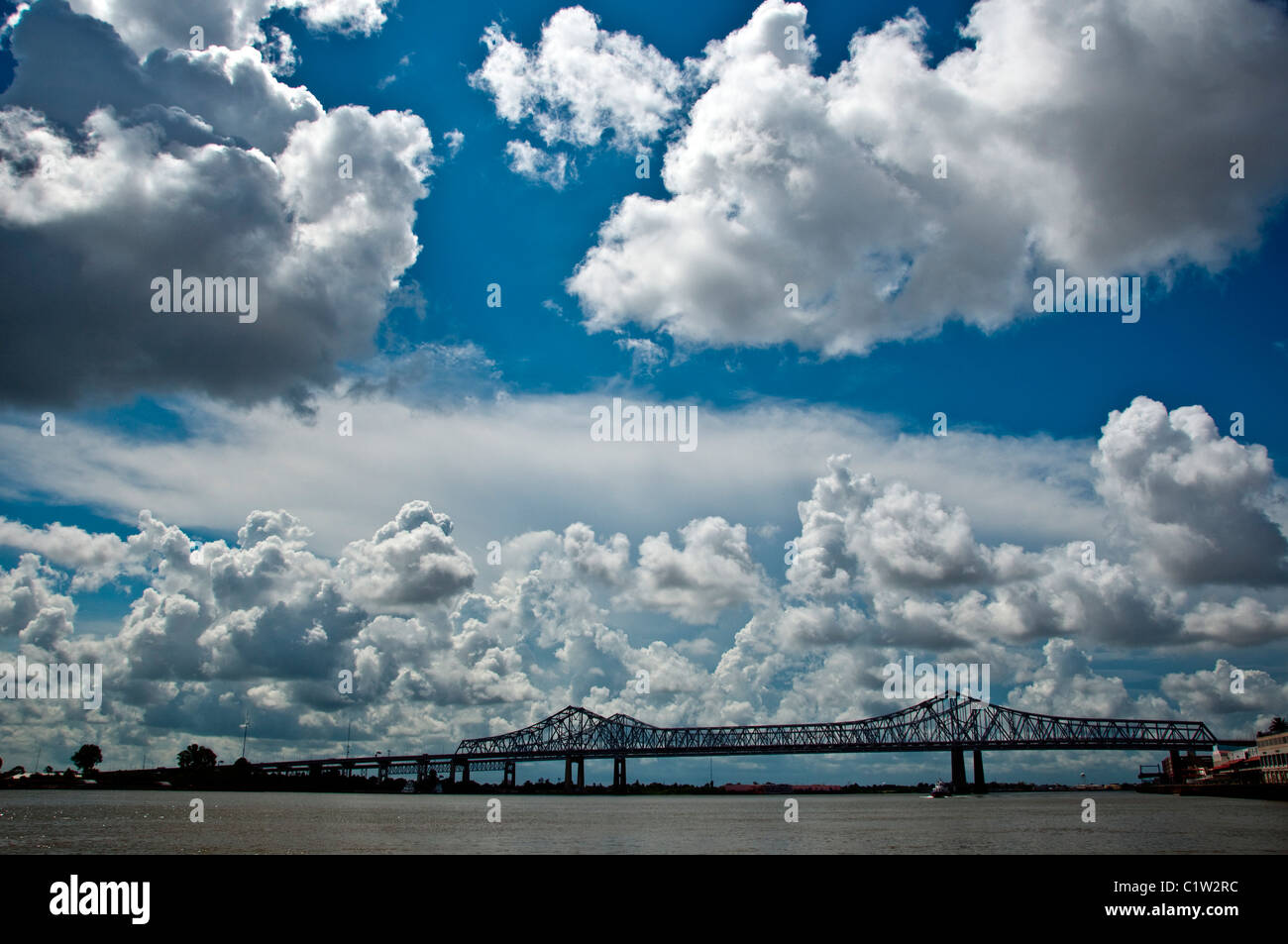 Bridge across a river, Crescent City Connection Bridge, Mississippi ...