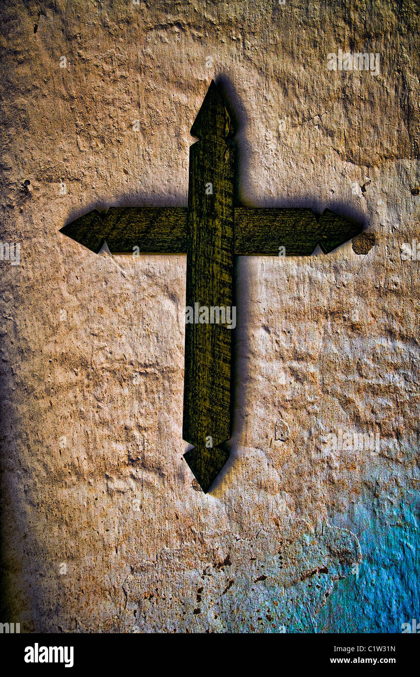 Cross shaped window in a chapel, Our Lady Of Guadalupe Chapel, Old Town ...