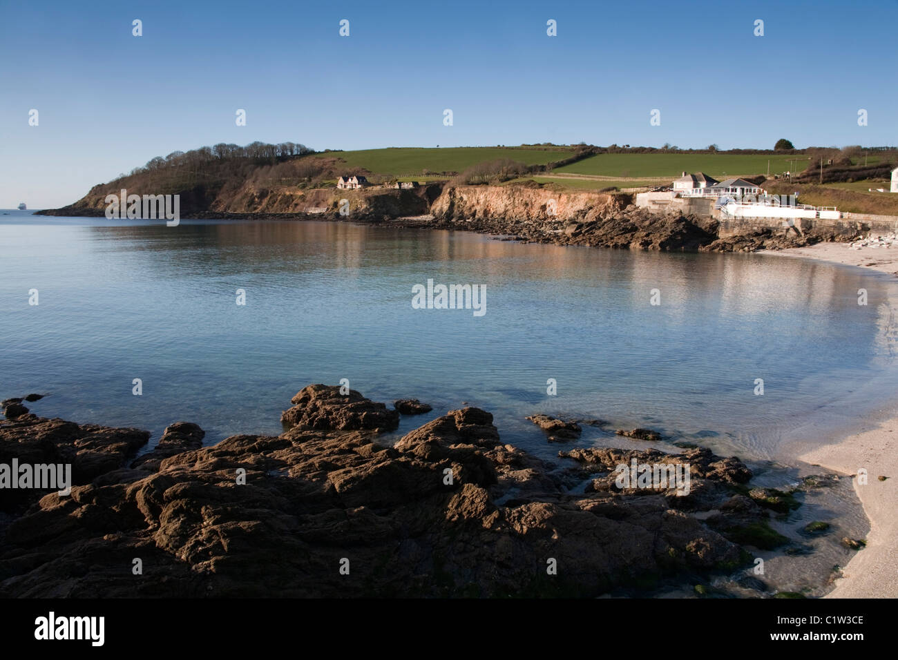 Swanpool; beach; Falmouth; Cornwall; looking towards Pennance Point ...