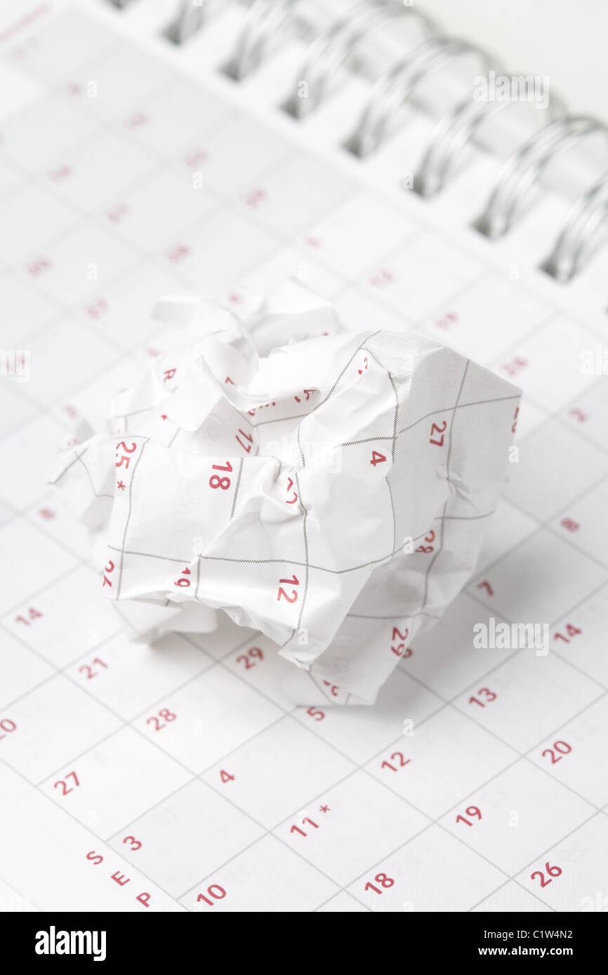 Calendar paper ball, concept of time planning, Wasting Time ...