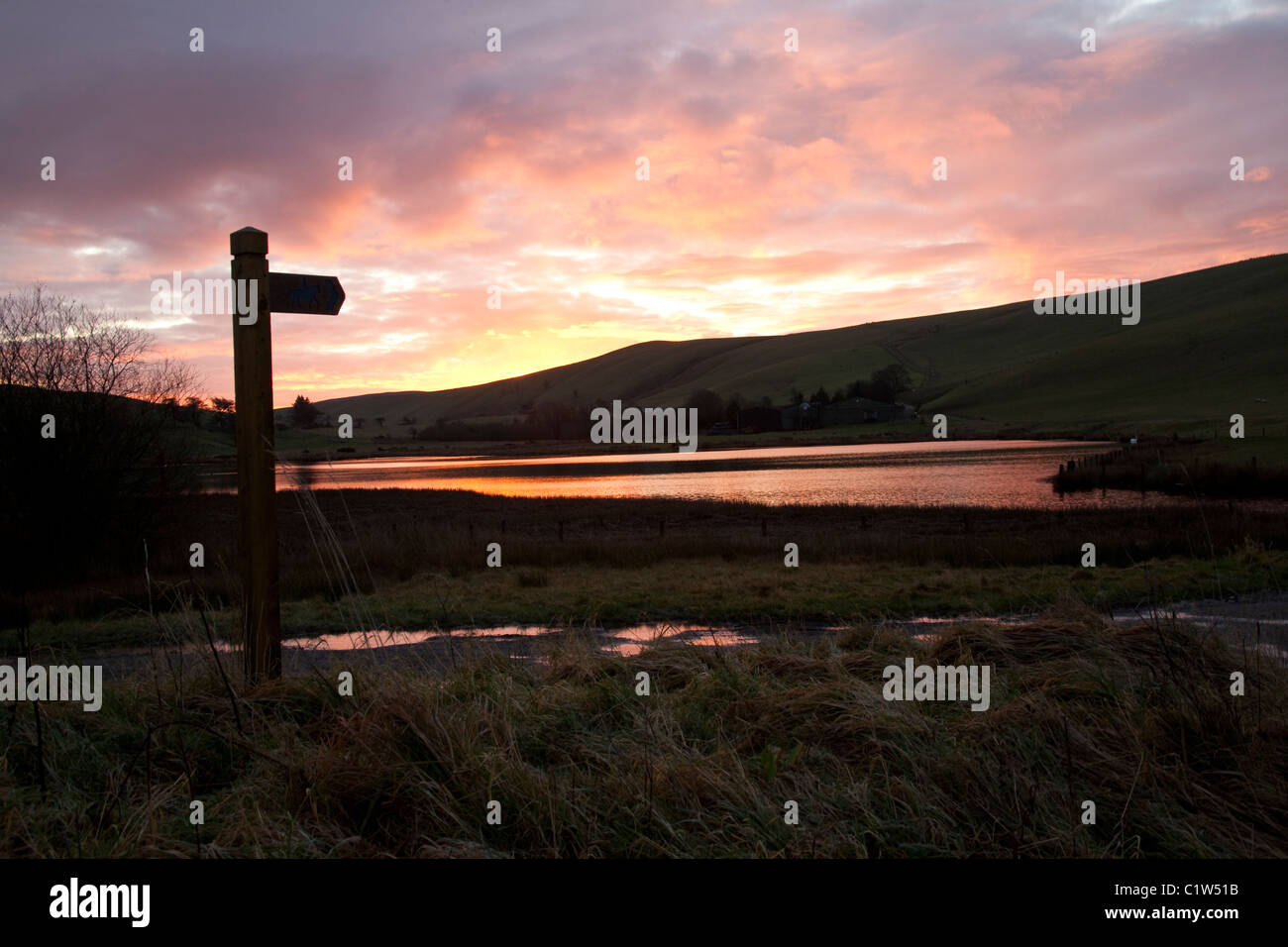 Llynhelyn Pool, near New Radnor, Powys, Wales at sunrise Stock Photo ...
