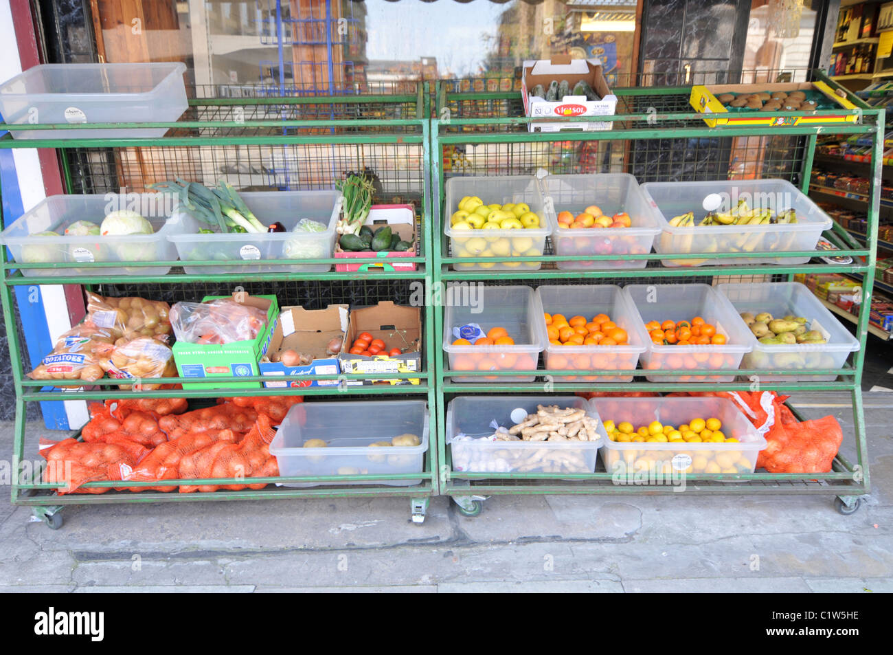 Fruit and vegetables stall outside an Asian owned store Stock Photo - Alamy