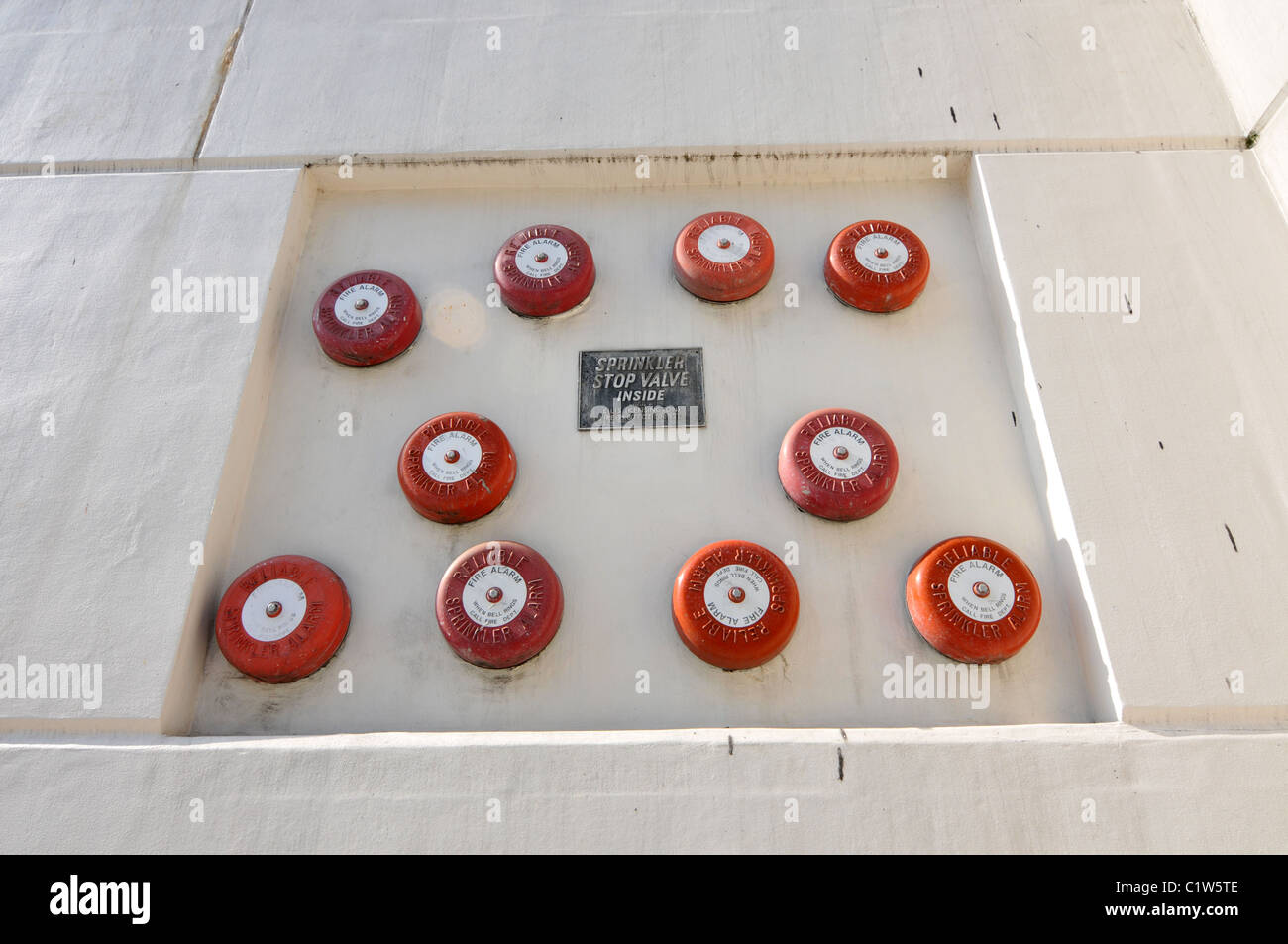 Fire alarm fire alarms bells pattern round shapes Stock Photo - Alamy