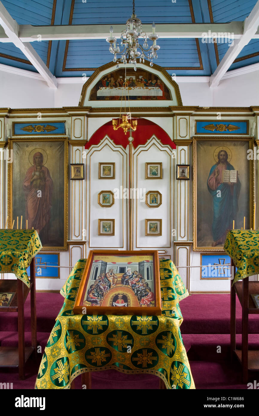 Interiors of a church, St. Nicholas Russian Orthodox Church, Juneau ...