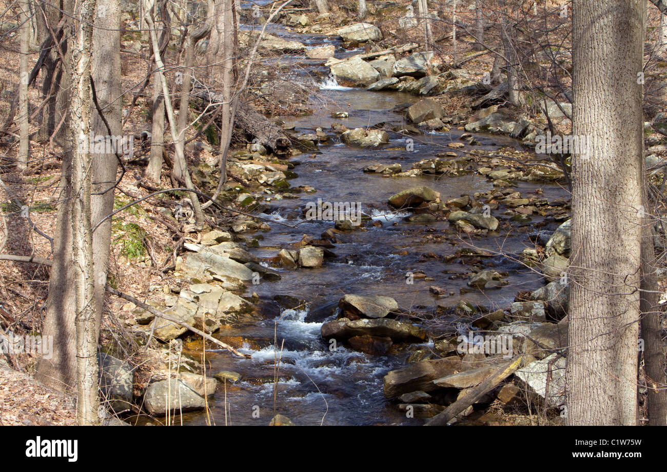 Winter scene a bubbling brook Stock Photo - Alamy
