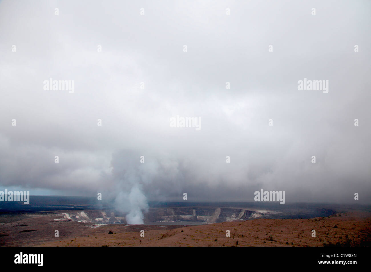 Steam emitting from a volcano, Kilauea, Hawaii Volcanoes National Park ...