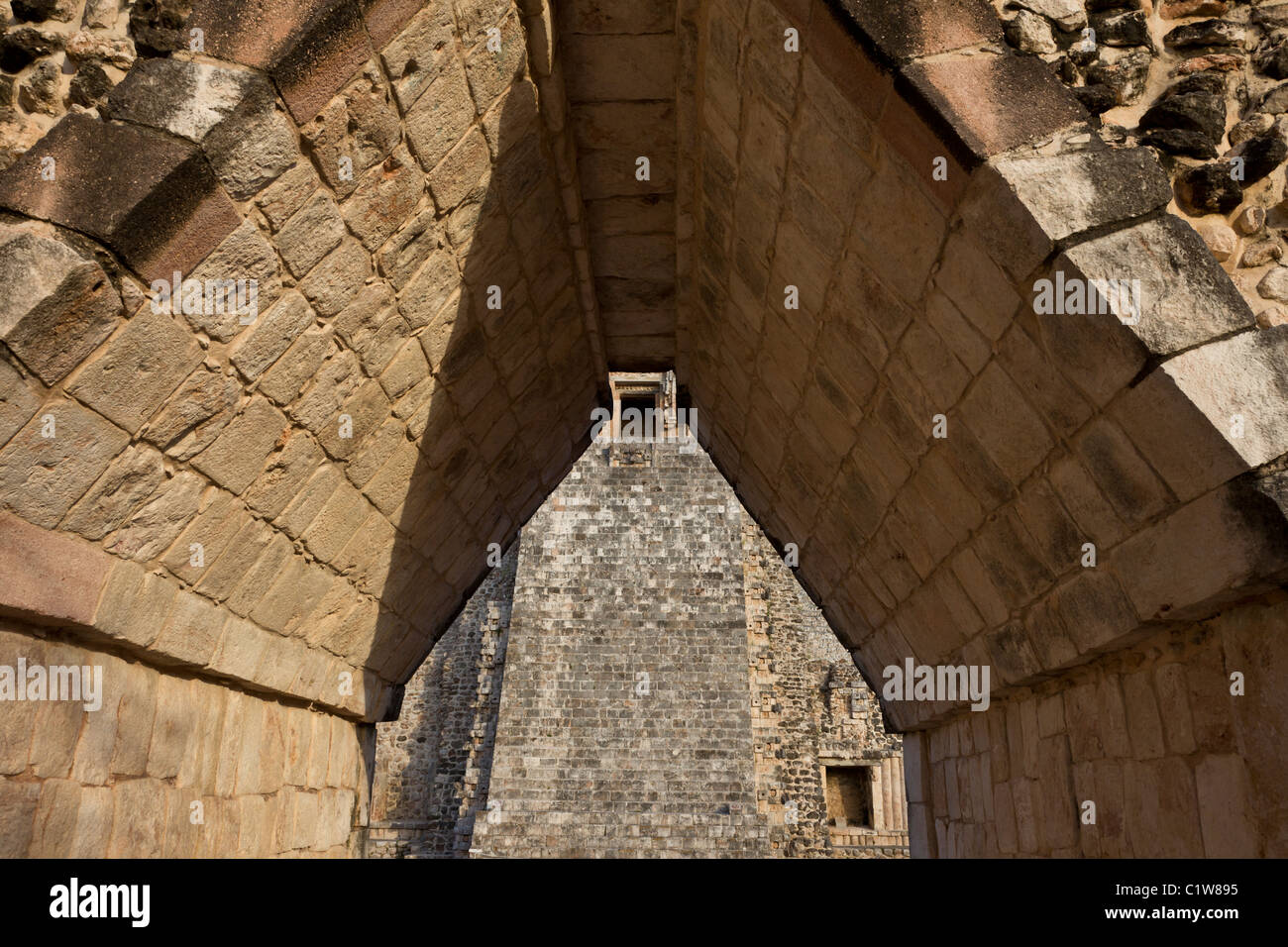 Pyramid of the Magician (Pirámide del Adivino) framed by a Corbel Arch ...