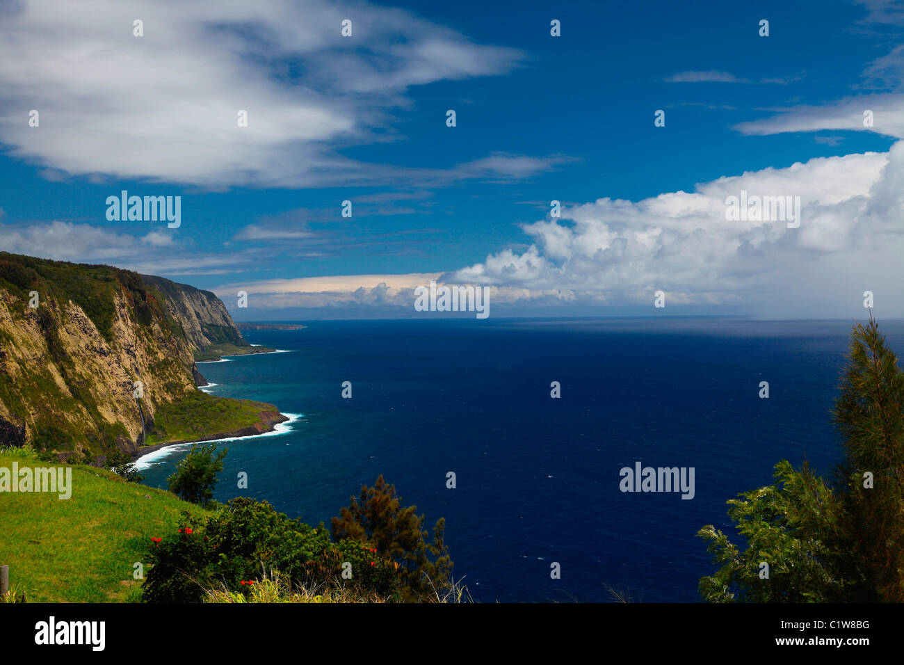 Clouds over the ocean, Waipio Bay, Big Island, Hawaii, USA Stock Photo ...
