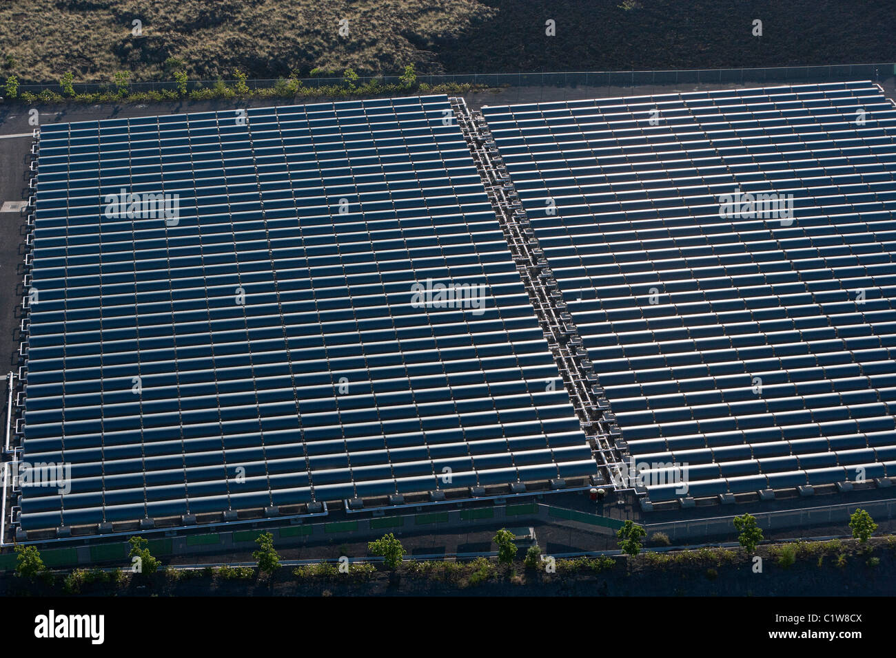Hawaii, Aerial view of solar energy panels for electricity Stock Photo ...
