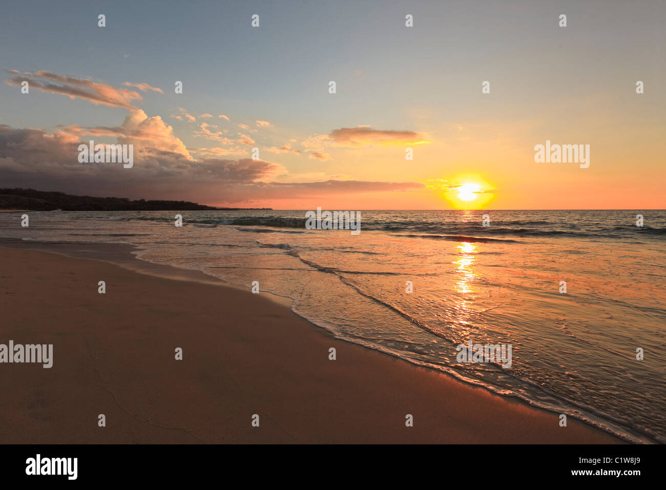 Hawaii, Hapuna Beach, sunset Stock Photo - Alamy