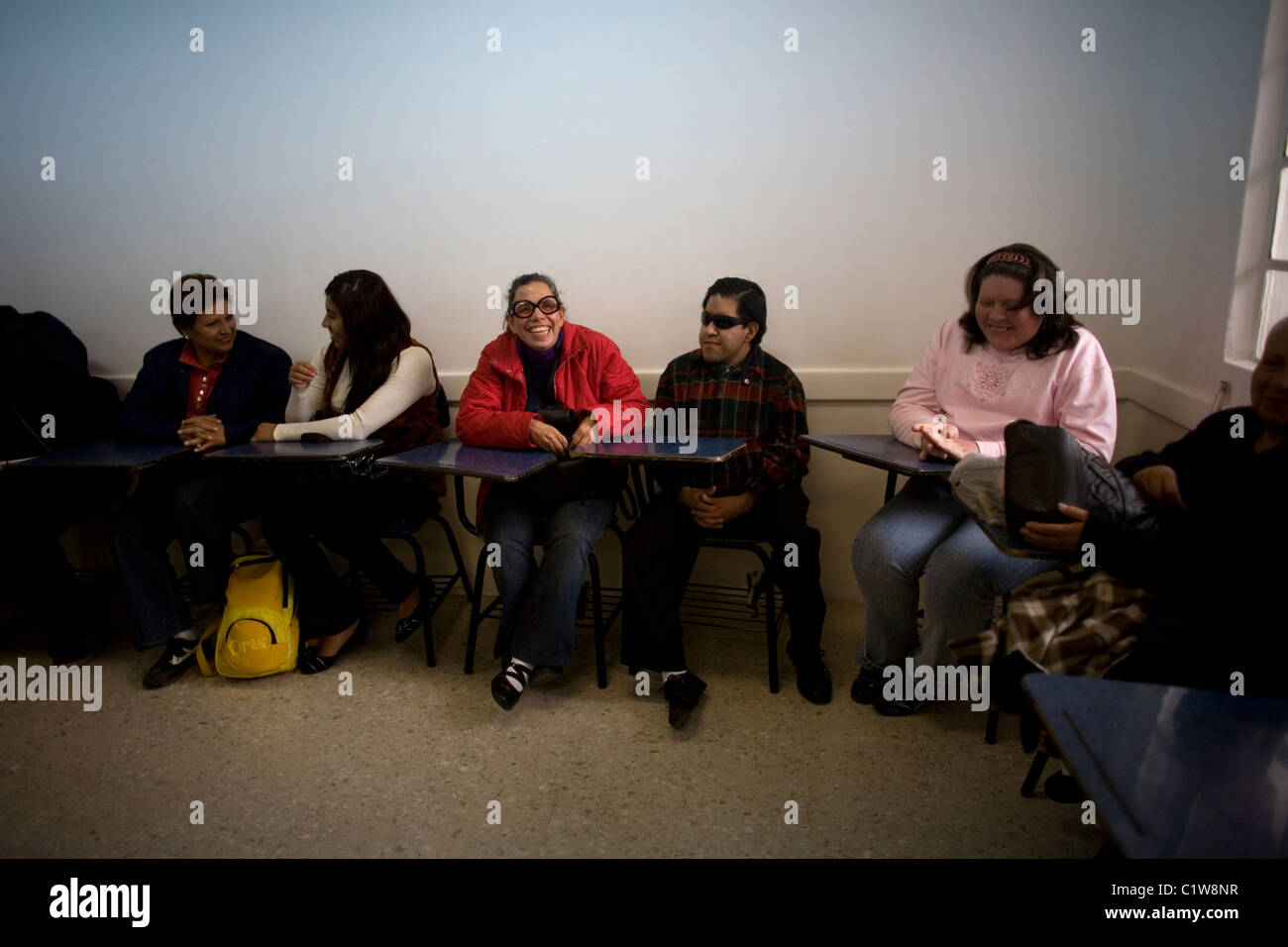 Blind students sit in class during a photography workshop for the blind ...