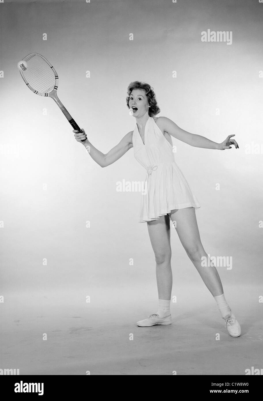 Young white woman playing Black and White Stock Photos & Images - Alamy