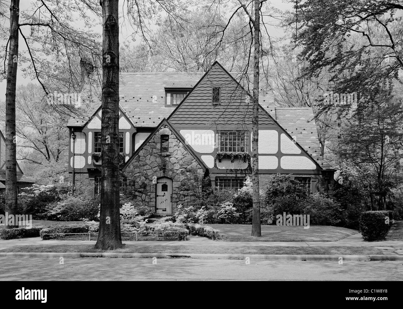 Tudor style home Black and White Stock Photos & Images - Alamy
