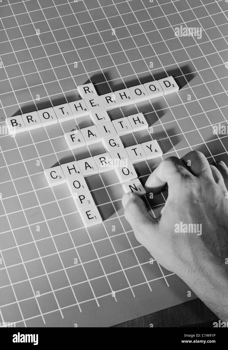 Scrabble board Black and White Stock Photos & Images - Alamy