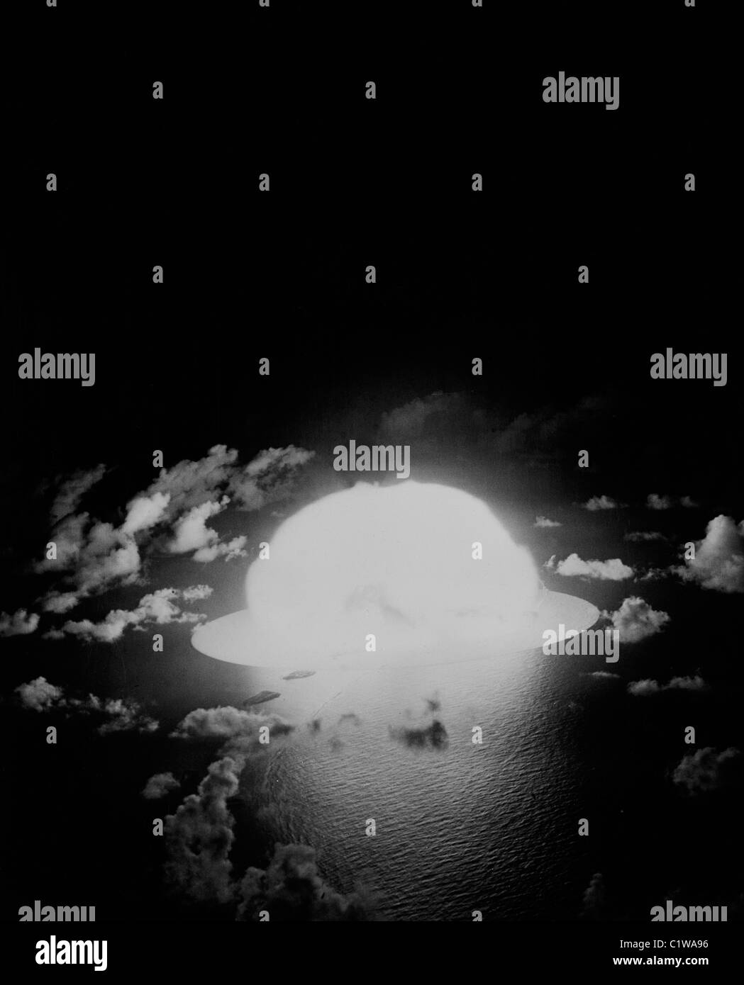 Eniwetok Atoll, beginning moments of nuclear detonation as seen from ...