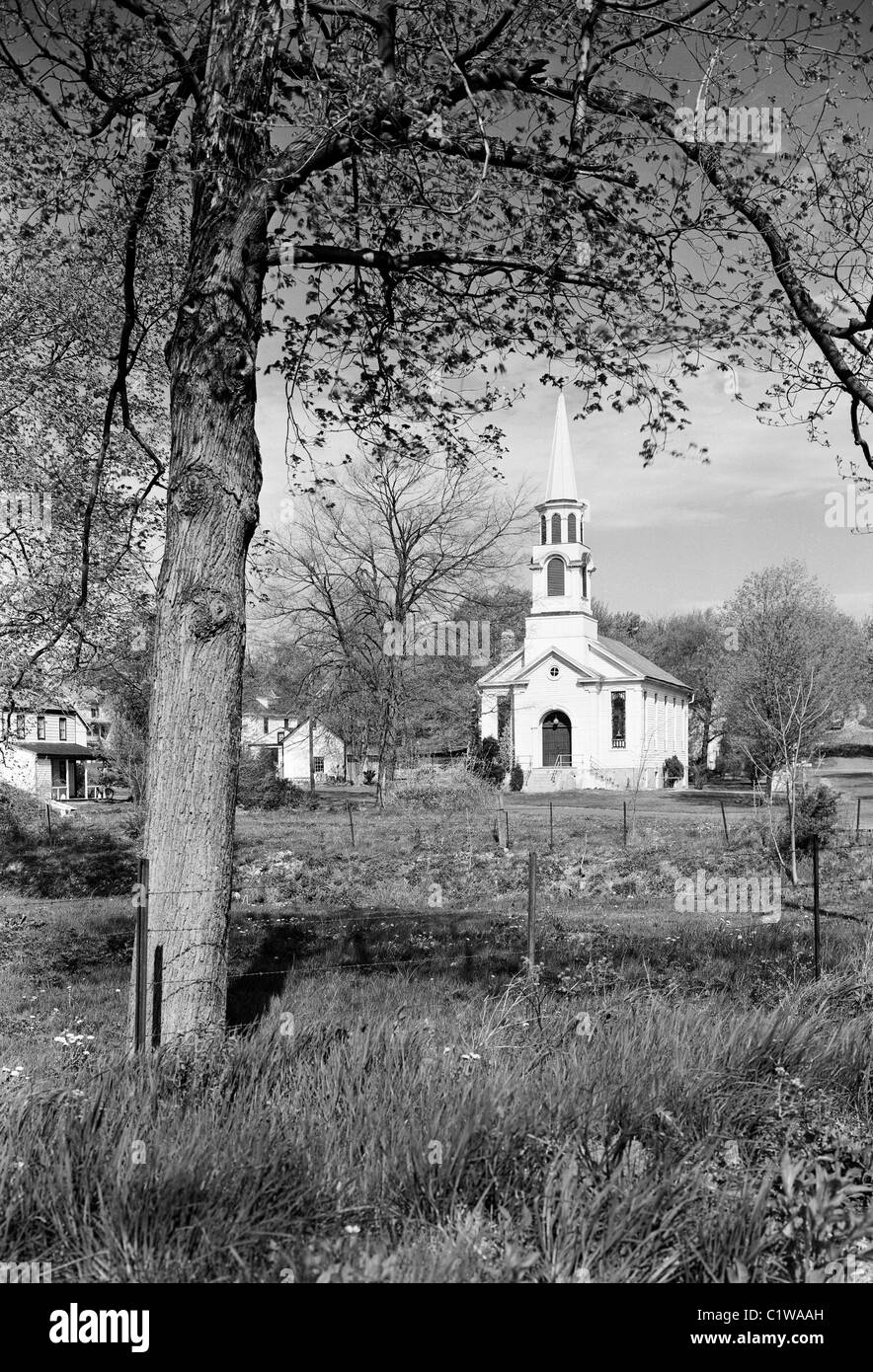Rural landscape with church Stock Photo - Alamy