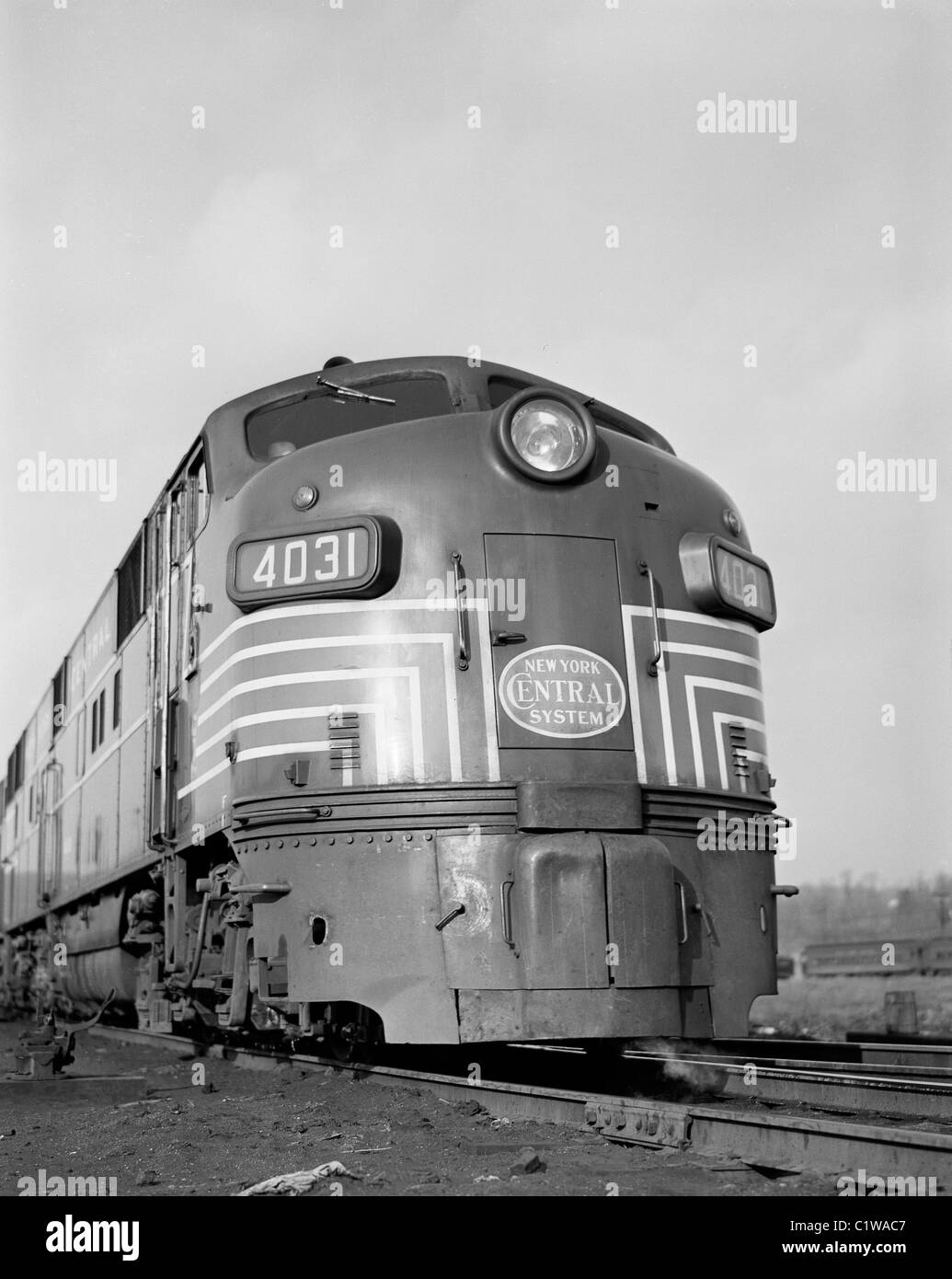 Front of diesel locomotive Black and White Stock Photos & Images - Alamy