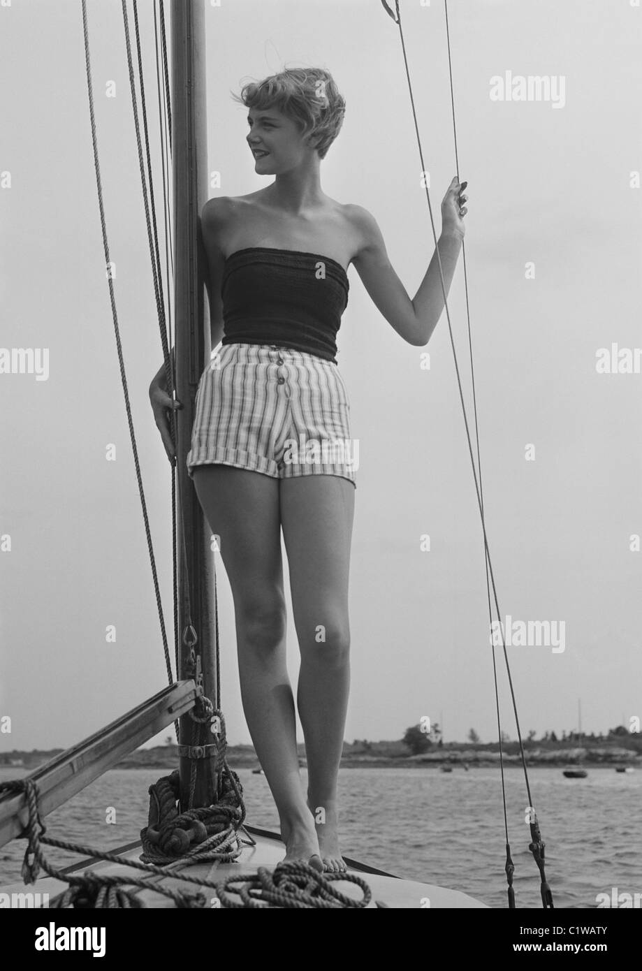 Relaxing standing woman Black and White Stock Photos & Images - Alamy