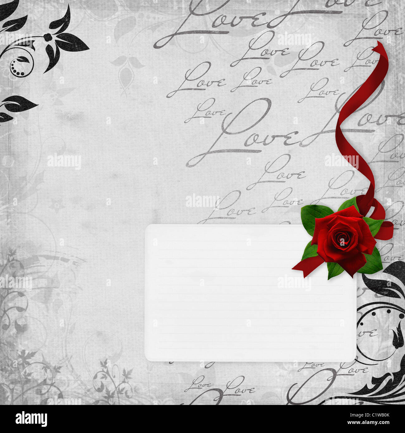 beautiful card with red roses on the white background Stock Photo - Alamy