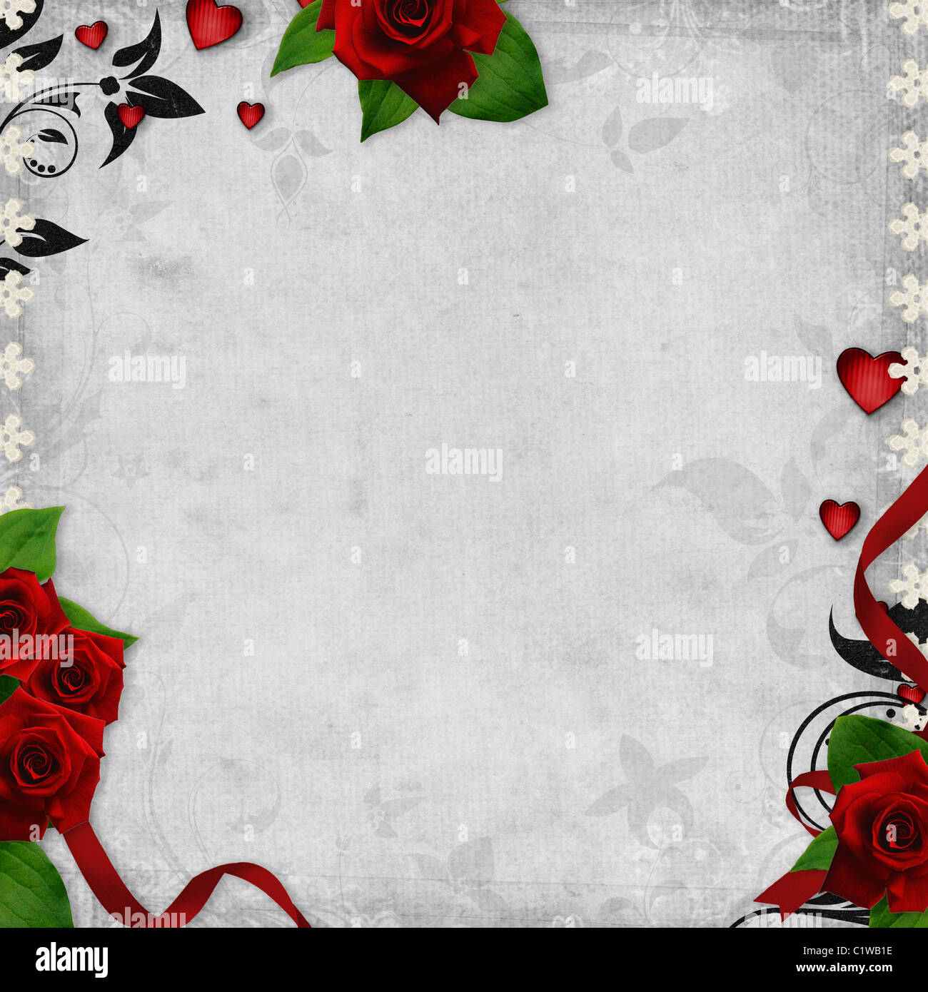 vintage weddings card with roses Stock Photo - Alamy